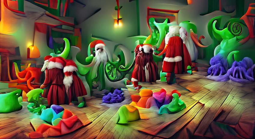 Santa Cthulhu, and his Cthulhi-Elves, in Santa Cthulhu's magic workshop ...