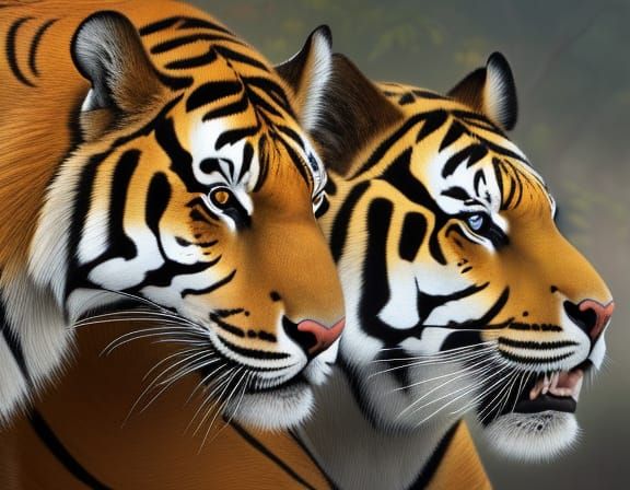 A pair of now extinct Java tigers - AI Generated Artwork - NightCafe ...