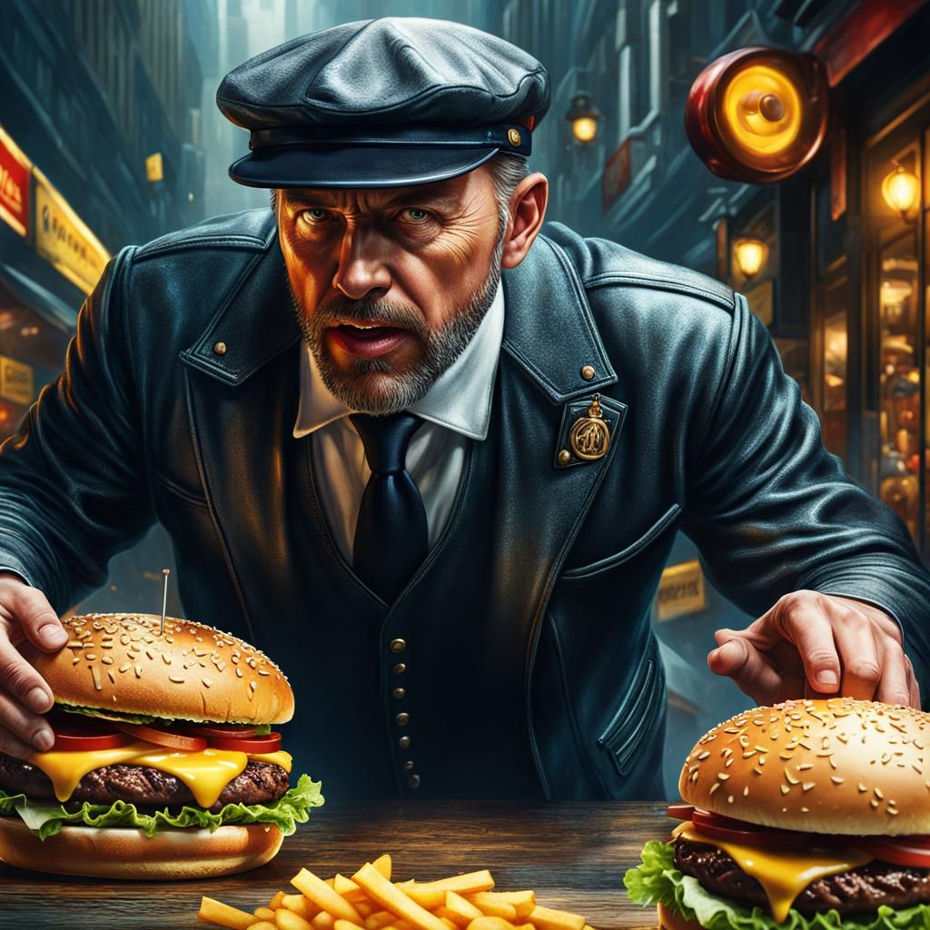 The hamburglar is stealing a gigantic hamburger, or two - AI Generated ...