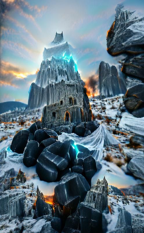 Obsidian Castle on the frozen hills of forgotten gods - AI Generated ...