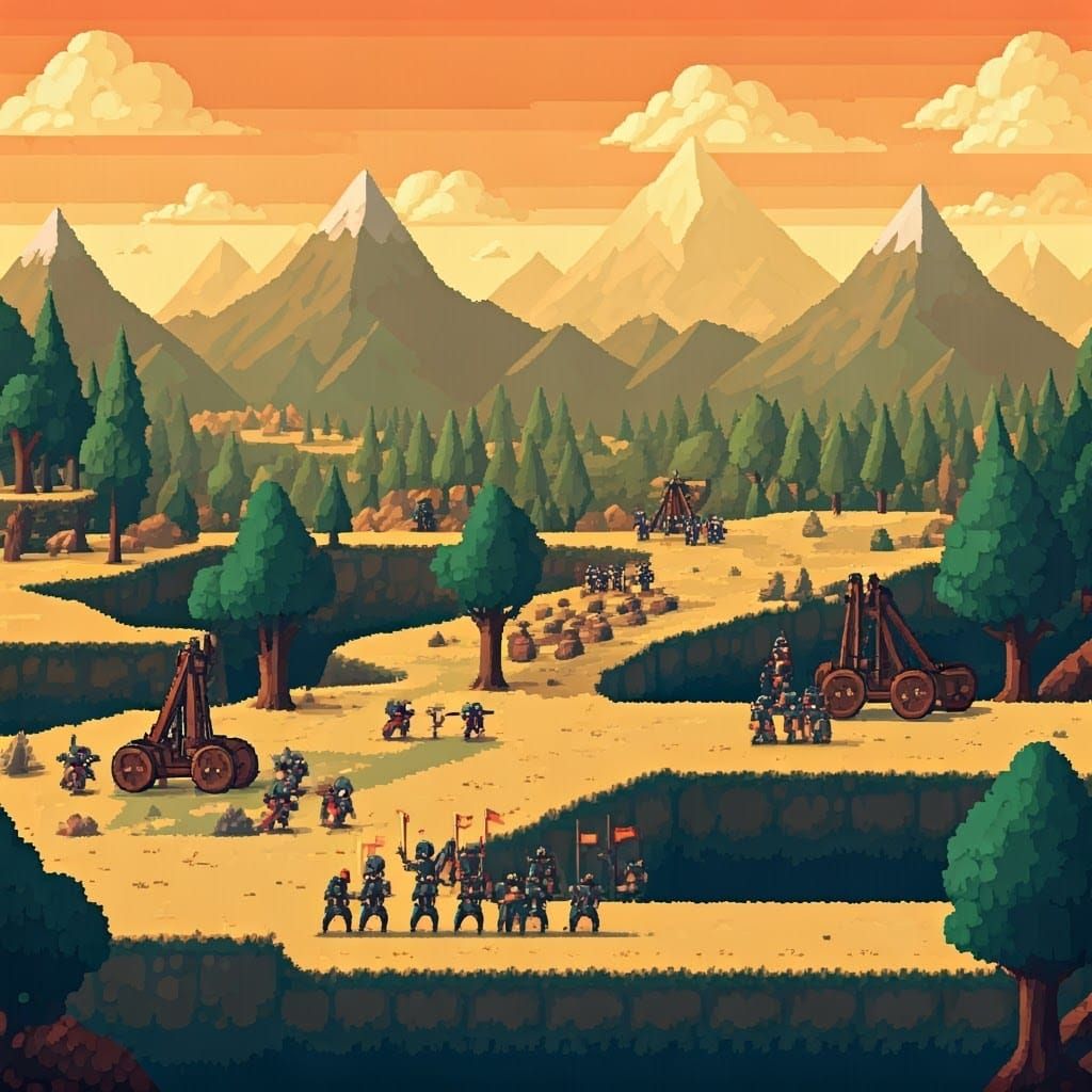 Pixel art of a large scale war - Pixel Art War Epic: Medieva...
