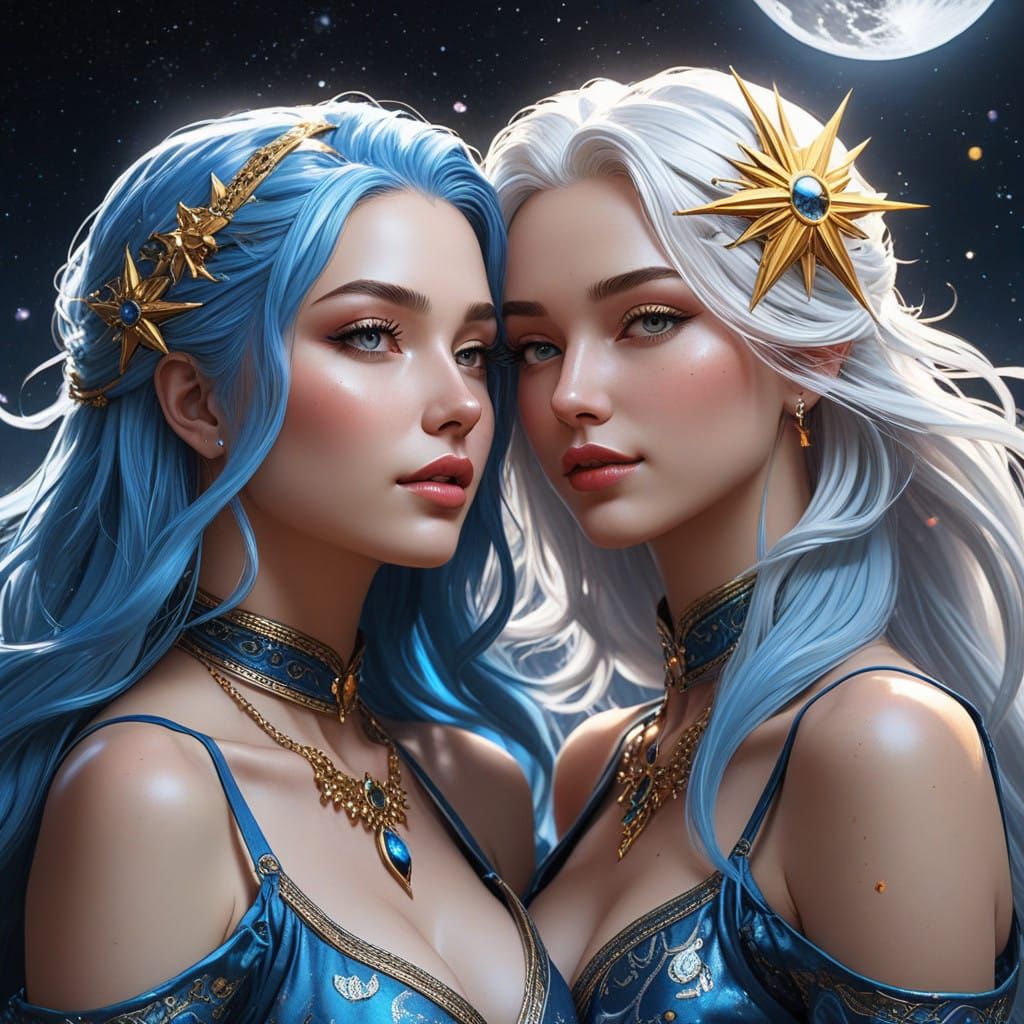 Sirius and Rigel ... - Moon Goddesses Embrace Under Starry S...
