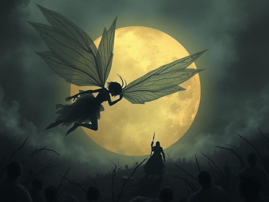 Surreal Weeping Fairy in Grimdark Battlefield Scen... - AI Art