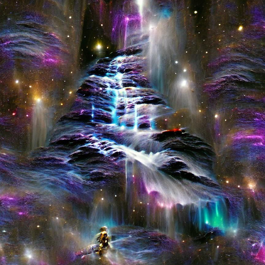 Waterfall in space - AI Generated Artwork - NightCafe Creator