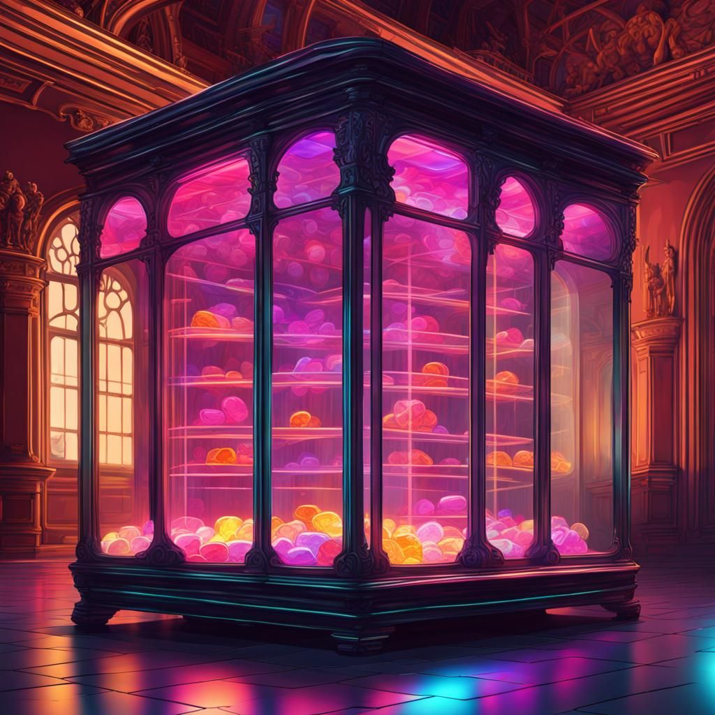 Gem case, in a hall of gems - Gem in Elegant Historic Hall o...