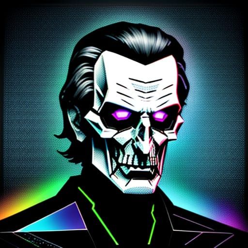 'TOXIC' comic scene. neon rainbow crystal dark steel sinister skeletal ...