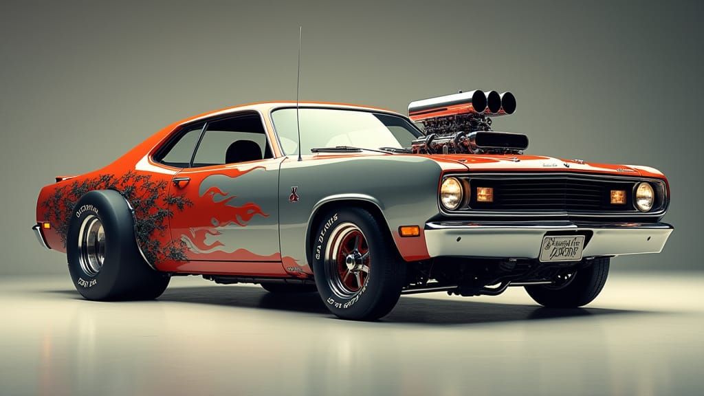 Rebel Racer: 1970 Plymouth Duster 340 Drag Car in ... - AI Art