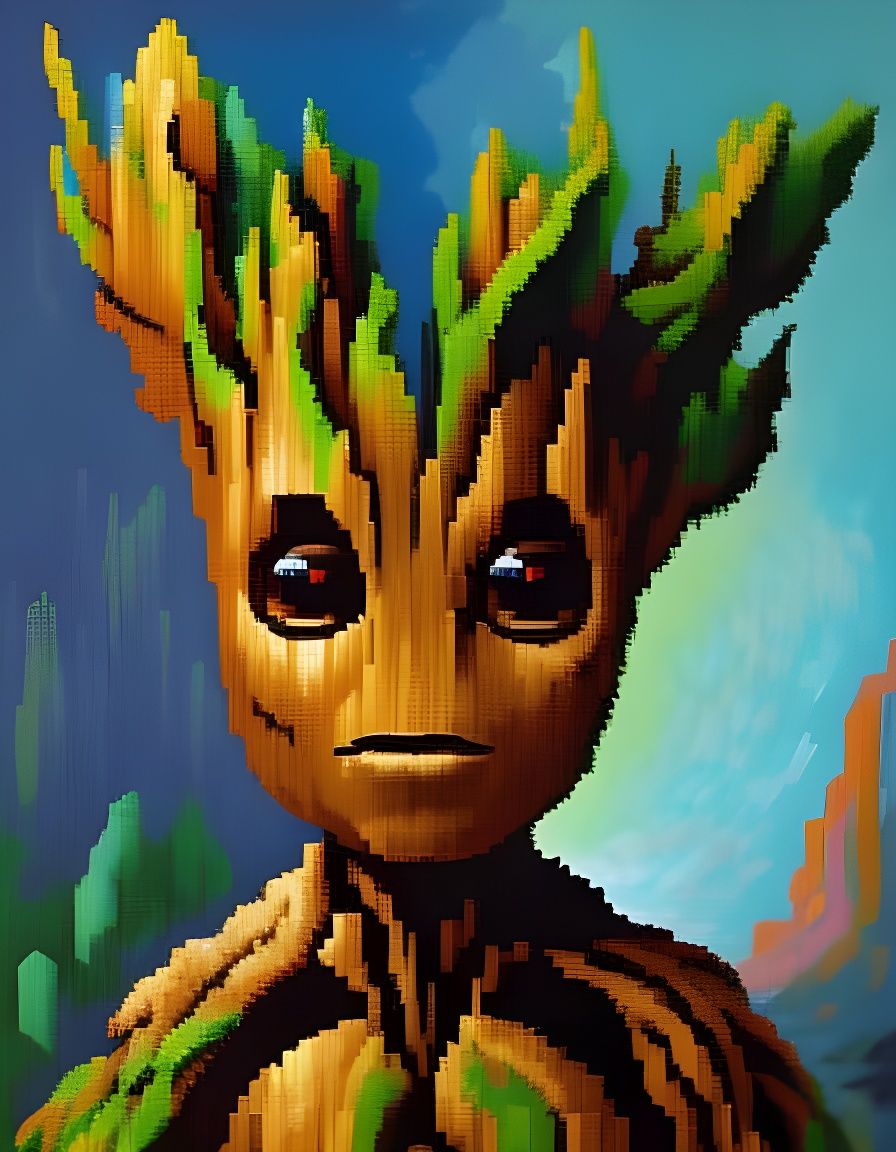 Pixel Groot - AI Generated Artwork - NightCafe Creator