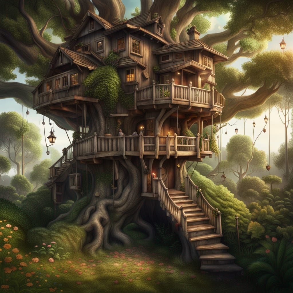 Treehouse - AI Generated Artwork - NightCafe Creator