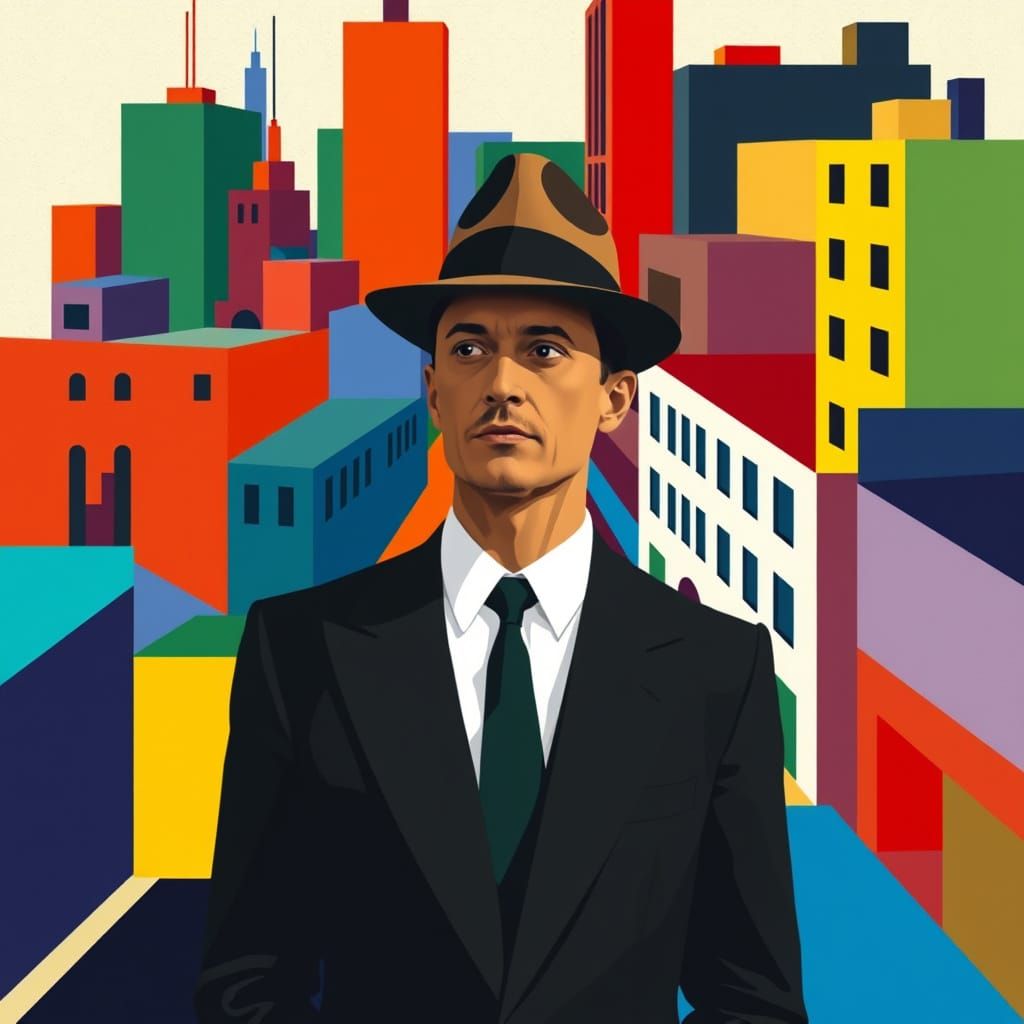 by Miro, Malevich, Mondrian - Geometric Cityscape in Vibrant...