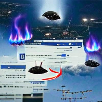 facebook servers crashing and burning, black UFOs overhead - AI ...