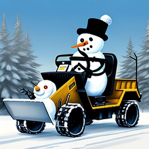 Turncoat snowman driving snowplow - AI Generated Artwork - NightCafe ...