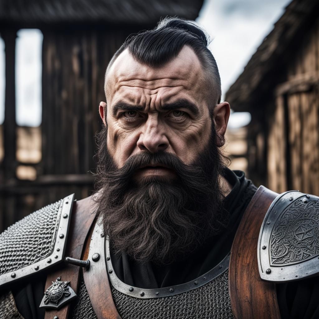 dwarf, battle armour, breast plate over chainmail, he carried a long ...