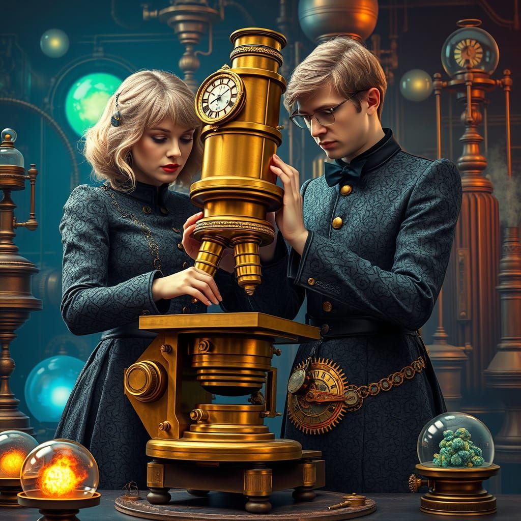 Steampunk Taylor Swift with Raymond Royle Rife building a huge ...