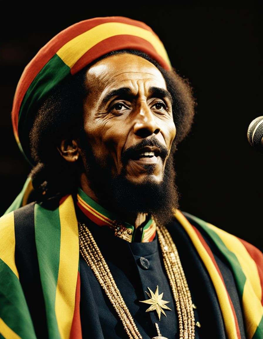 Reggae Legend Performs Spoken Word on Stage in Vib... - AI Art