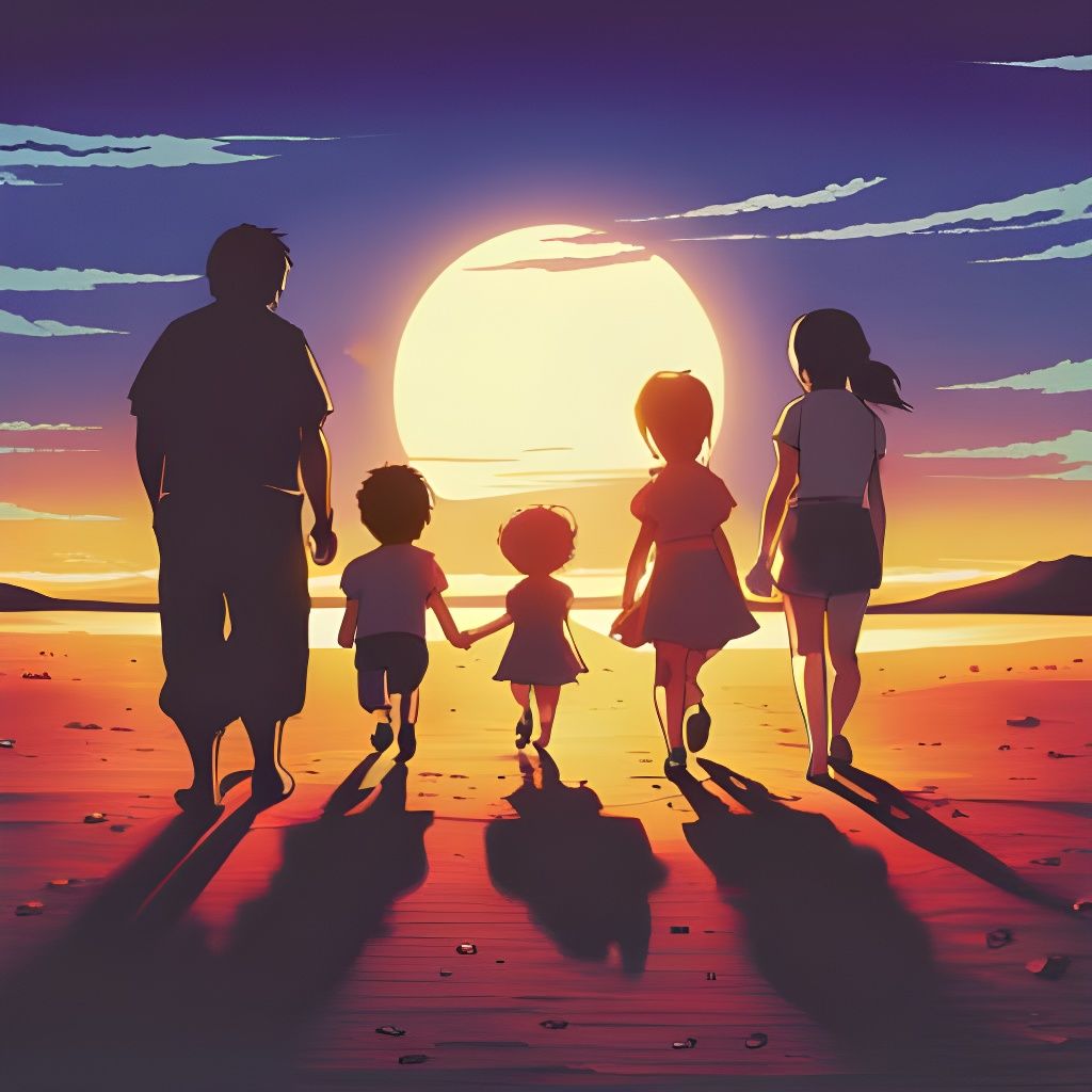 anime family walking - AI Generated Artwork - NightCafe Creator