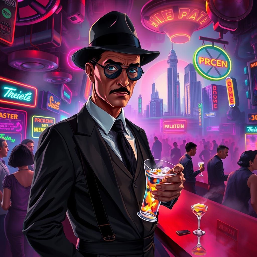 A 1920's Gangster in an alien bar - Cyberpunk Gangster in a ...