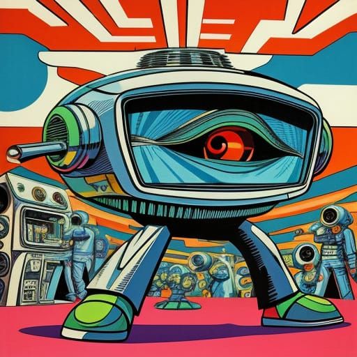 Distorted Memories in Retro-Futuristic Cartoon Sty... - AI Art