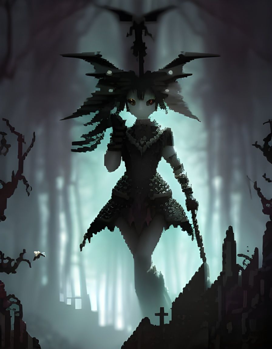 Beautiful gothic pixelated black matte pixel 8-bit fairy elf, pixel art ...