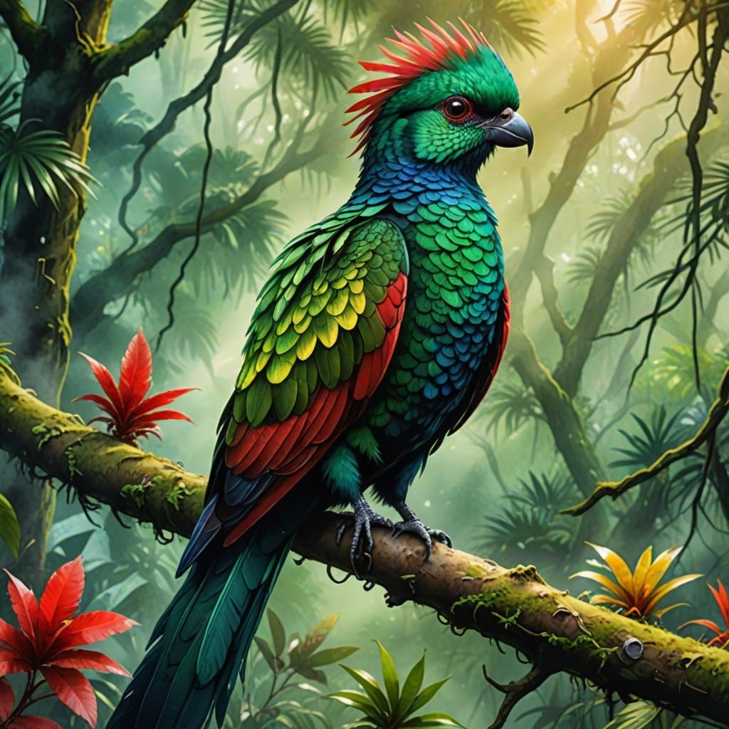Relative of the Resplendent Quetzal bird