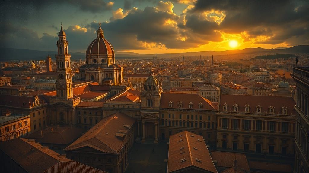 Renaissance Cityscape in Chiaroscuro Brilliance - AI Art