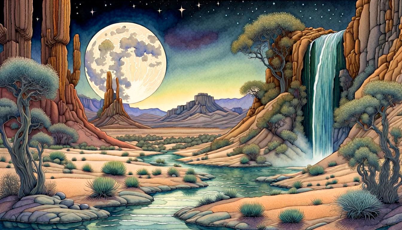 As the Sun Sets on the Oasis - AI Generated Artwork - NightCafe Creator