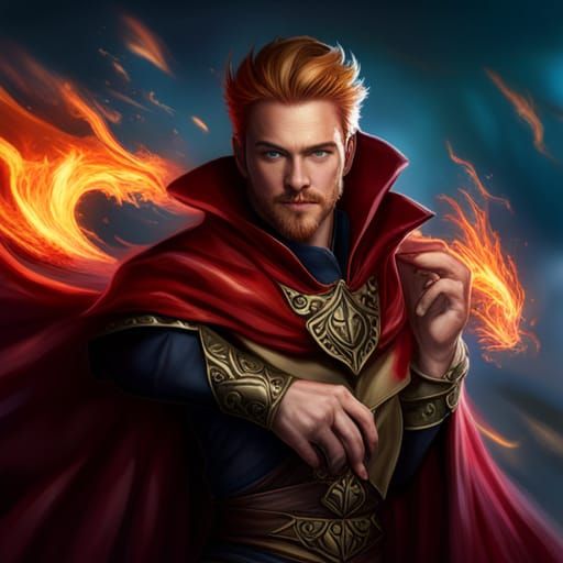 Male human fire mage - AI Generated Artwork - NightCafe Creator