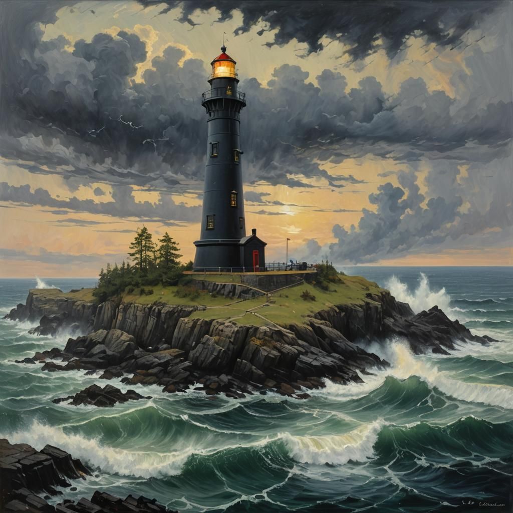 Big Black Lighthouse - AI Generated Artwork - NightCafe Creator