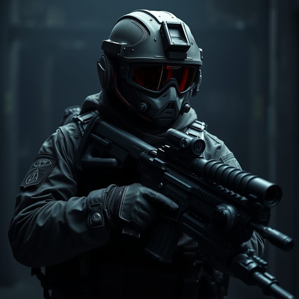 Futuristic Air Force Recon Soldier in Battle Gear - AI Art