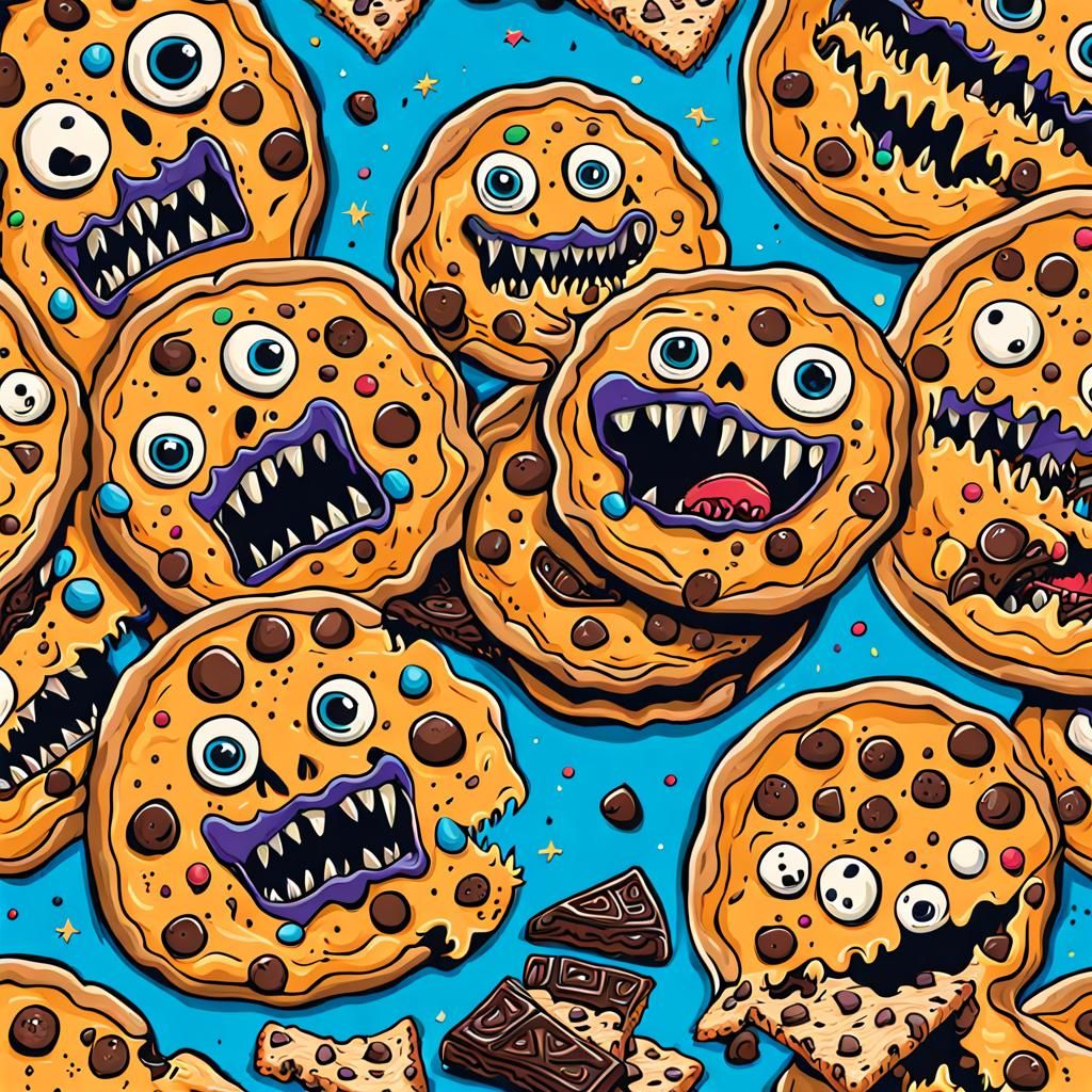 Evil chocolate chip cookies - AI Generated Artwork - NightCafe Creator