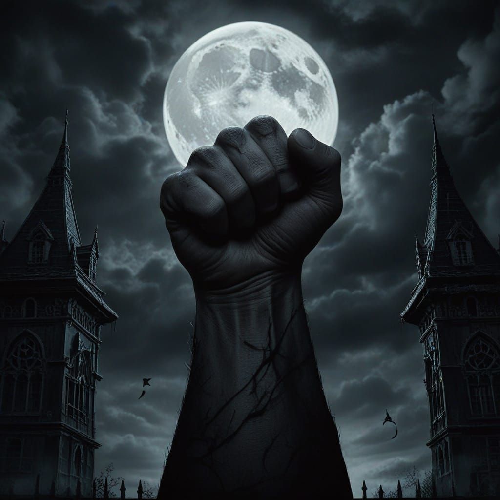 Fist of God under black moon - Giant Fist Descends Under Dar...