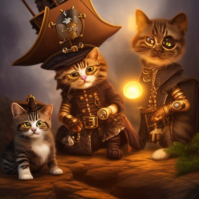 Amazing cute Pirate Cats playing BEAUTIFUL DETAILED CREATION HD9K EPIC ...