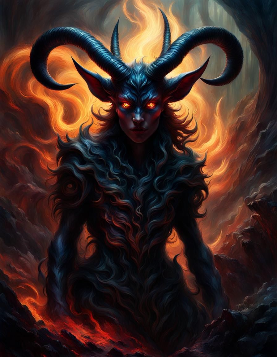 shadow monster, wisps of shadows, androgynous form, glowing eyes, devil ...