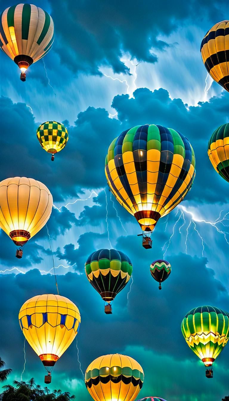 A close up of wacky adventurers in dynamic poses, excited, in a hot air ...