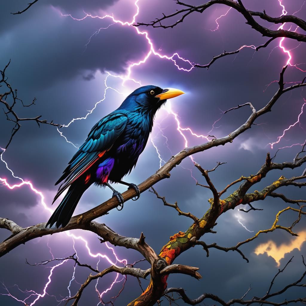 Lightning Crow 10 (Crystal Clear XL Lightning) - AI Generated Artwork ...