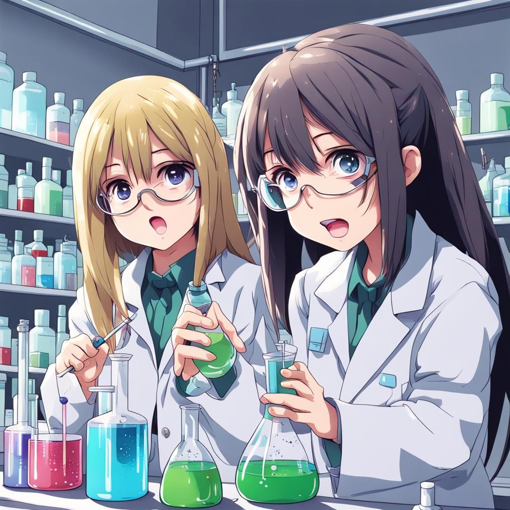 girls experimenting with chemicals in a lab - AI Generated Artwork ...