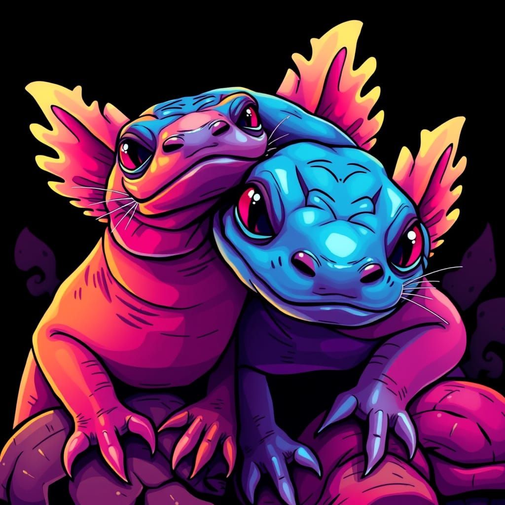 Axolotls - Axolotls in Vibrant Comic Book Style