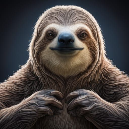 highly detailed vfx portrait of, photorealistic, giant creepy Sloth ...