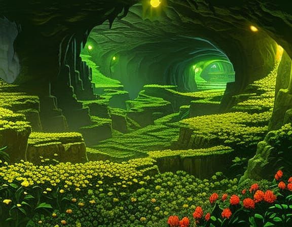 Underground flower garden - AI Generated Artwork - NightCafe Creator