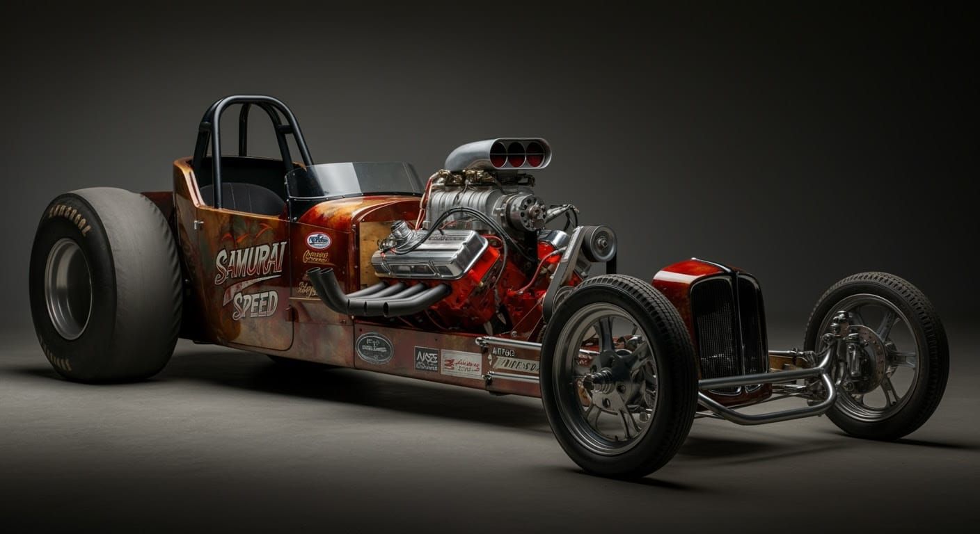 Vintage-Inspired Dragster Showcased in Professiona... - AI Art