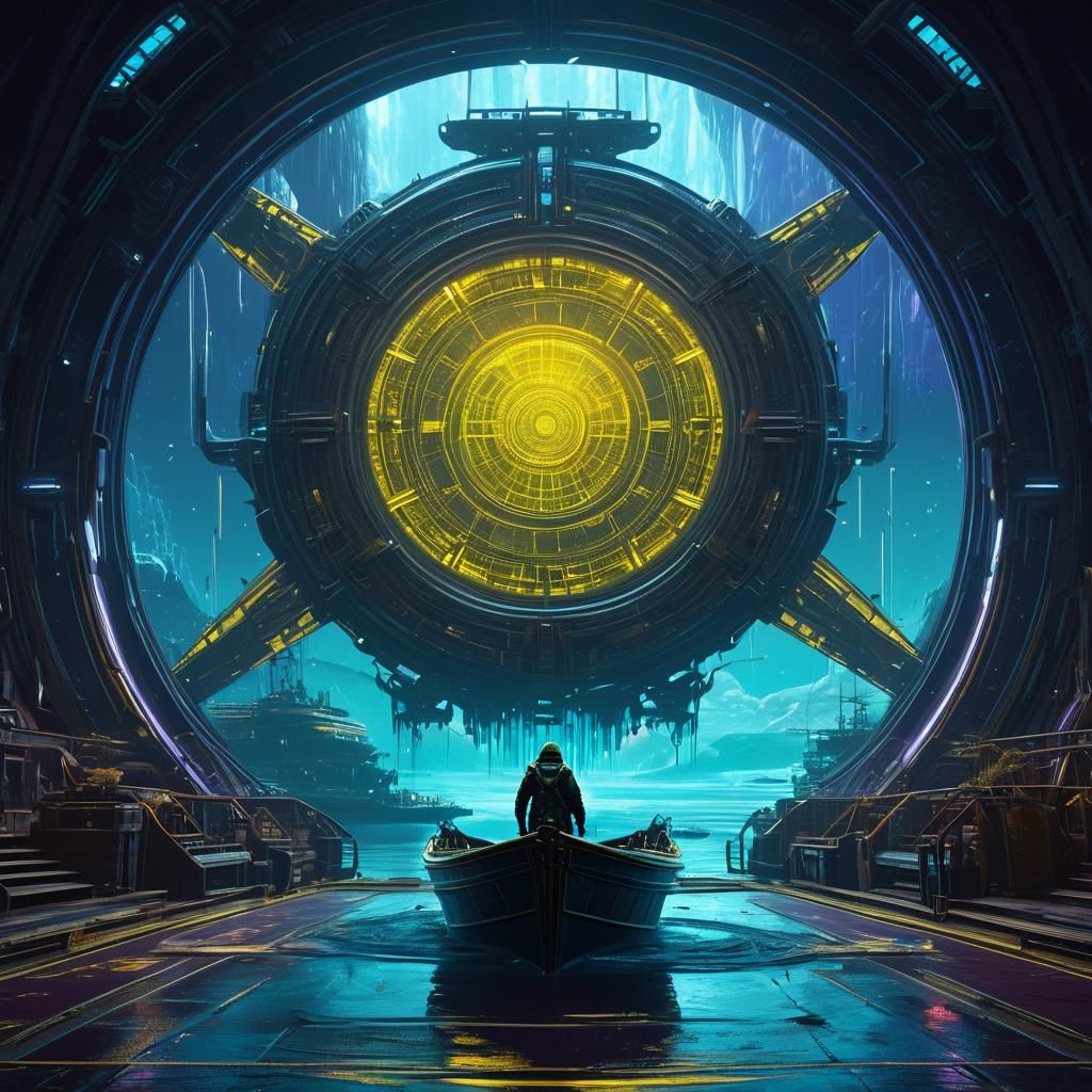 Cyberpunk Hologram of an Alien in Dark Fantasy Lan... - AI Art