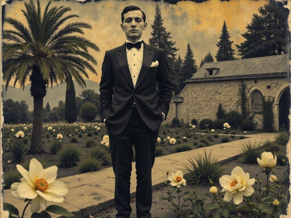 Art Deco Singer in Impasto Floral Garden - AI Art