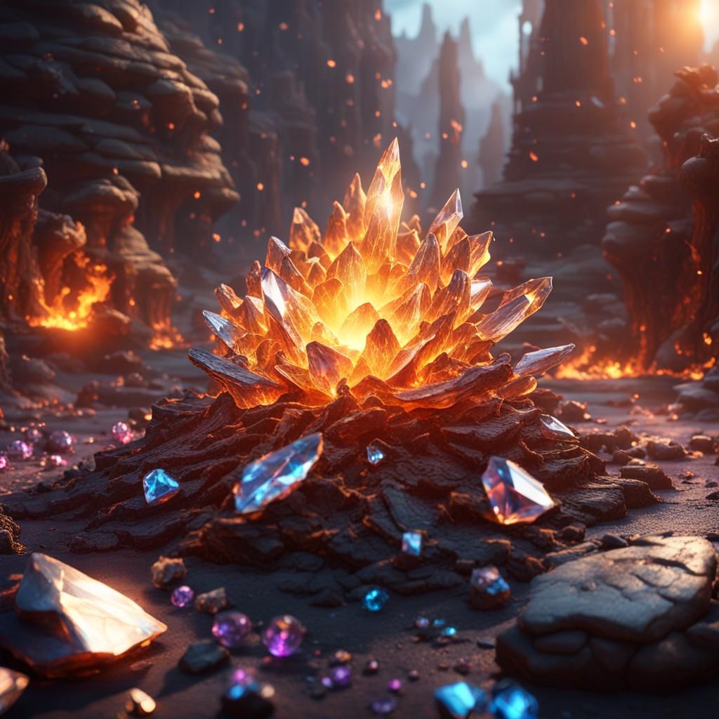 hand crafted crystal ornamental fire crystal of sunlight - AI Generated ...