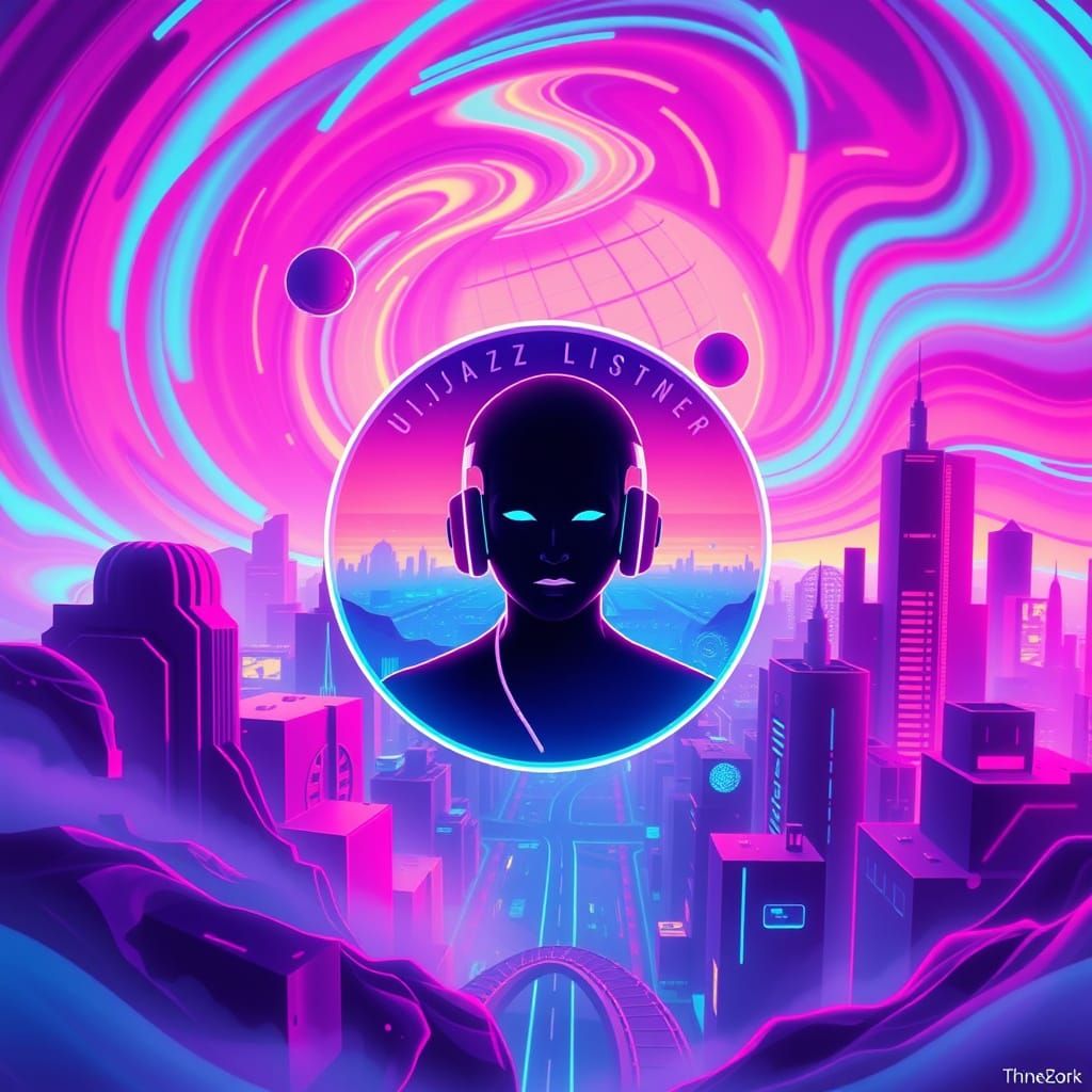Retrofuturistic Neon Avatar in Swirling Synthwave ... - AI Art