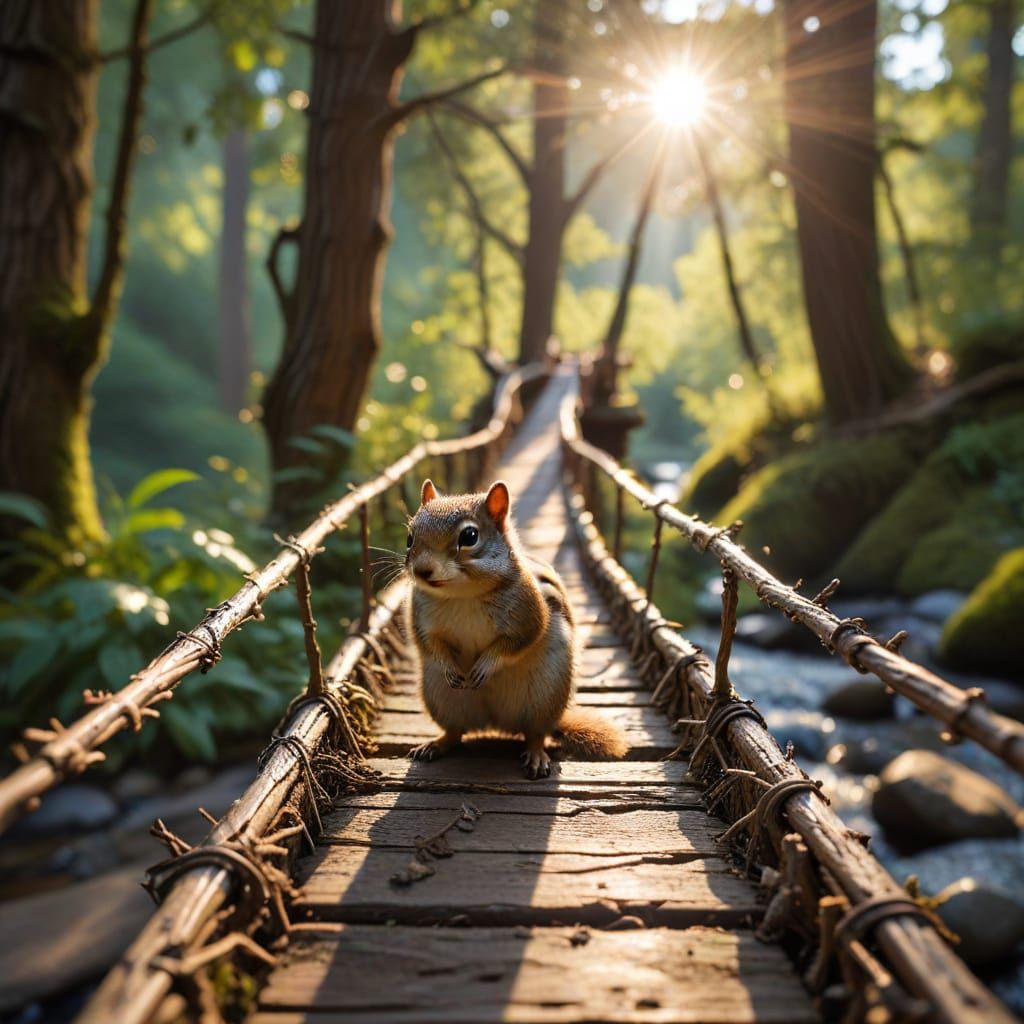 Chipmunk 🐿️ Bridge - Whimsical Forest Bridge Scene with Ch...