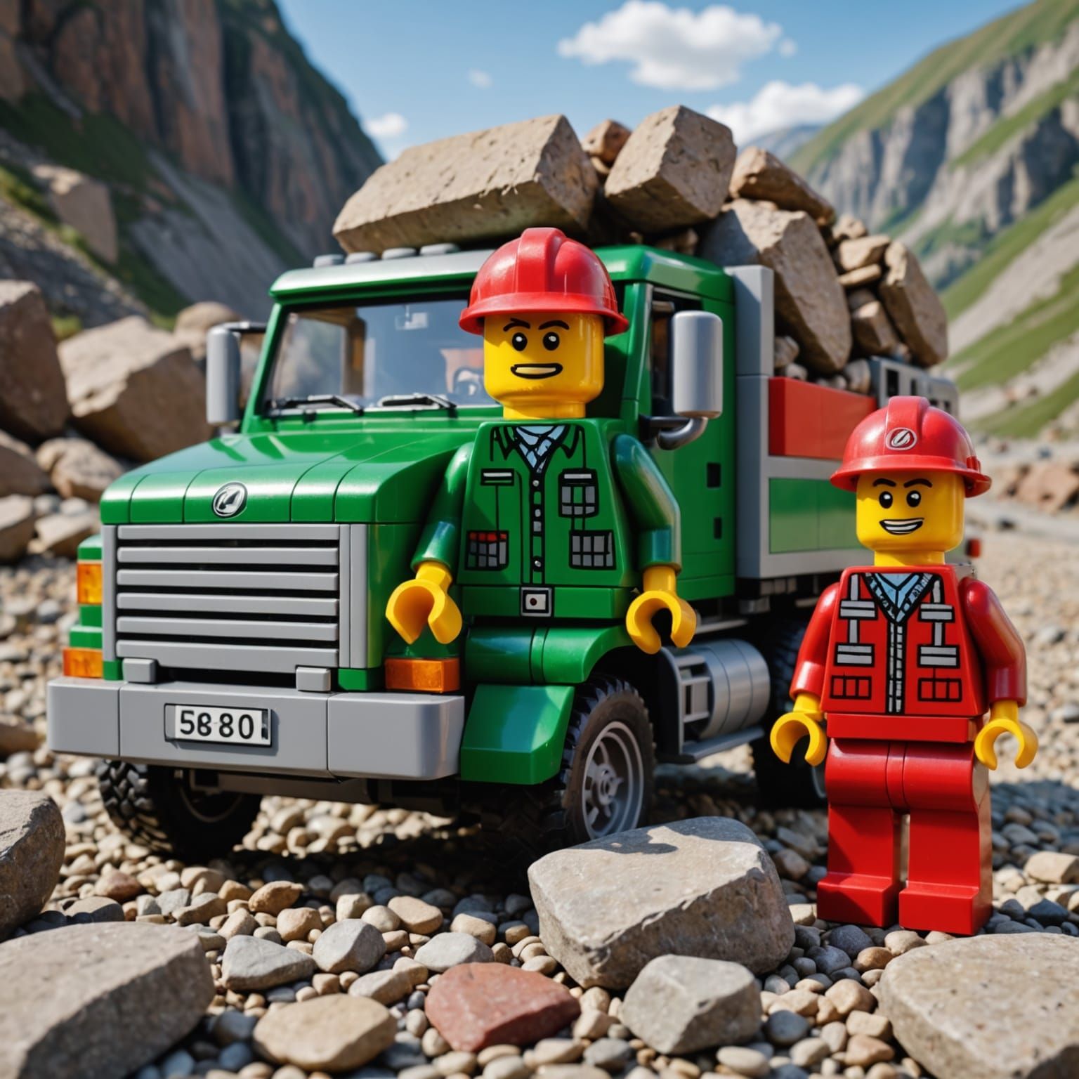 Working day - LEGO Geologist at Work in a Realistic Truck Sc...