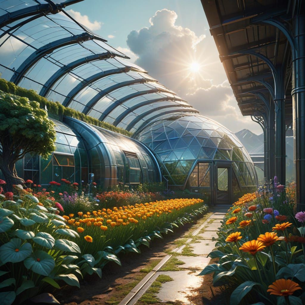 Futuristic Biosphere Farm in Art Nouveau Style - AI Art