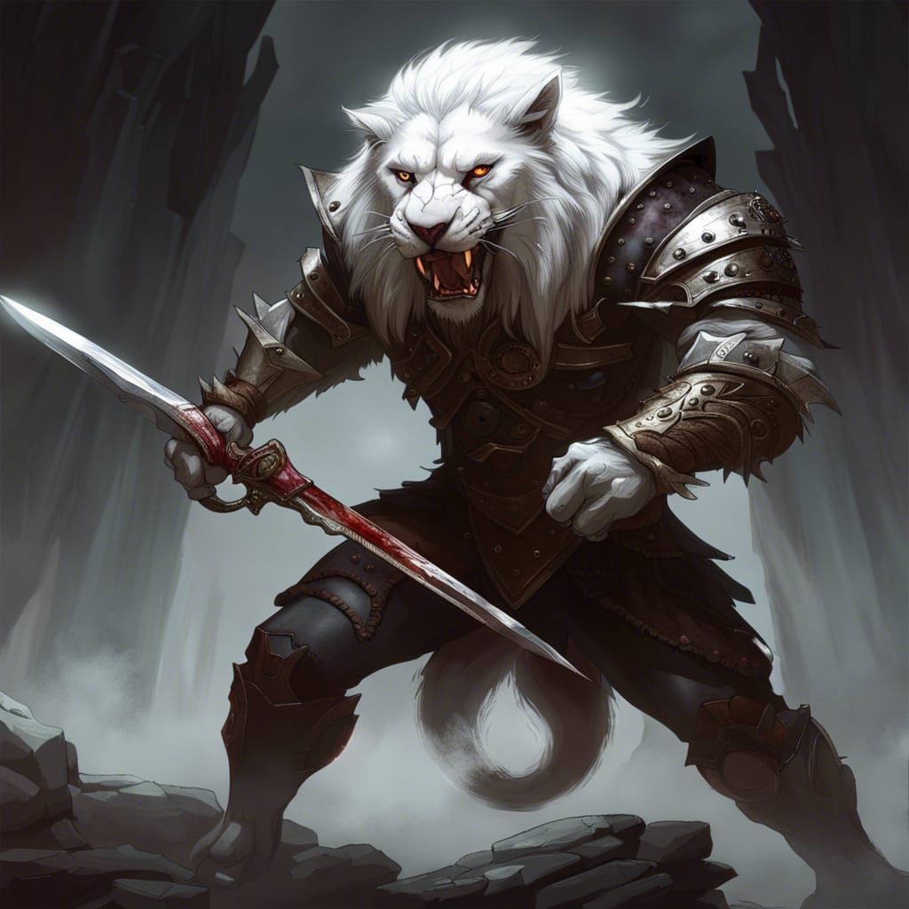 White Lion, Werewolf, Transformed, Snarling, Feral, Buff, Muscular ...