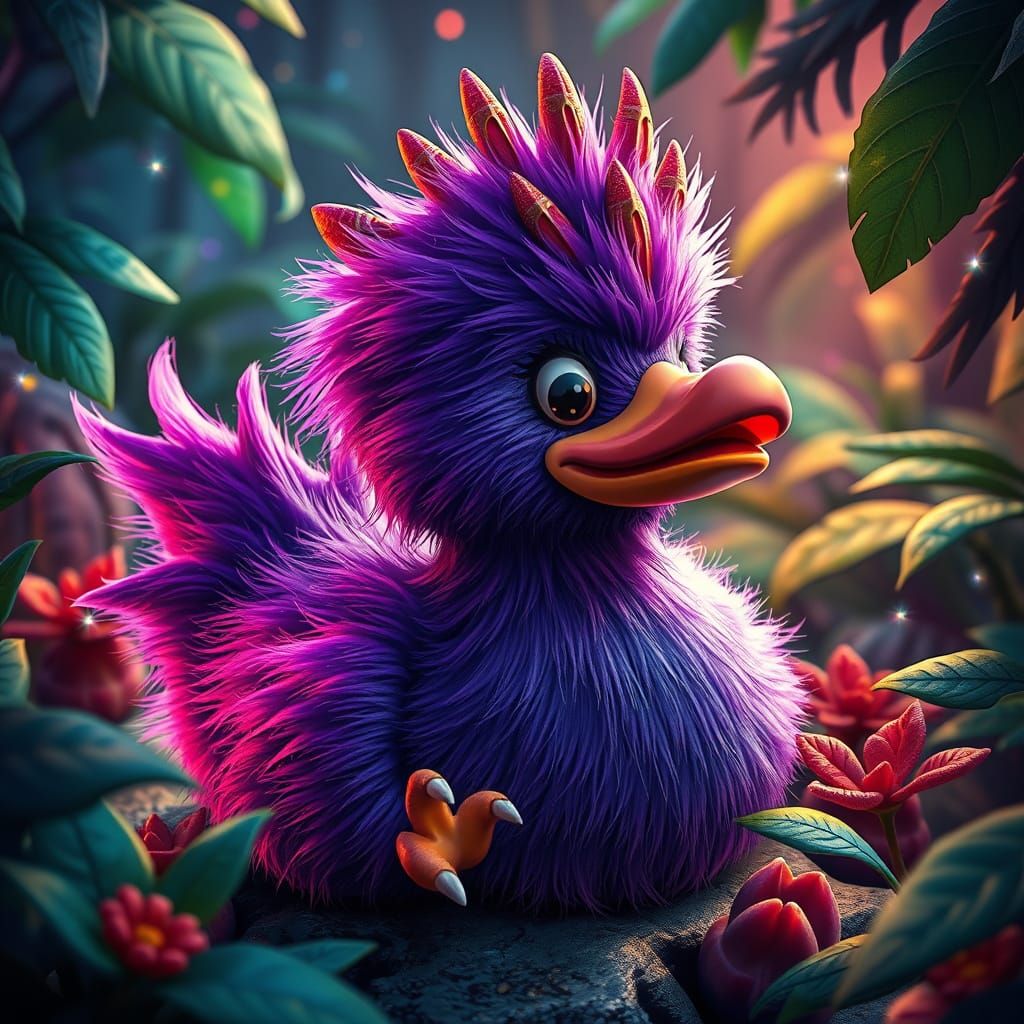 Grape Aztec Dragon Duck of the Jungle in Vibrant, ... - AI Art