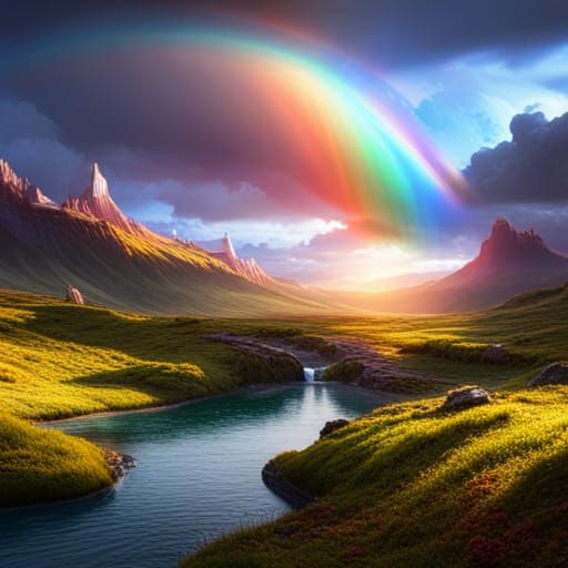 sky opening up to a rainbow - AI Generated Artwork - NightCafe Creator